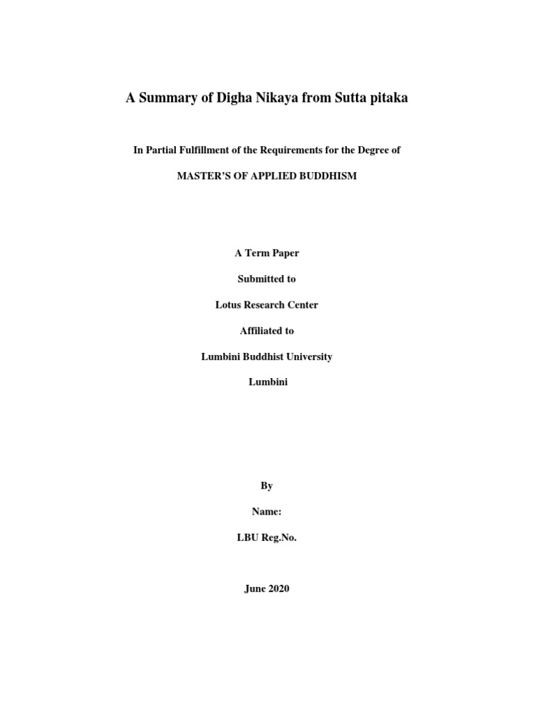 A Summary of Digha Nikaya From Sutta Pitaka | PDF | Gautama Buddha ...