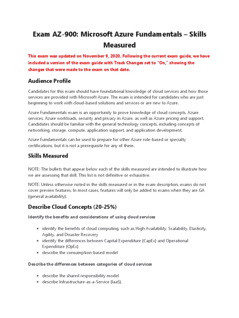 AZ-900 Exam Skills Overview | PDF | Microsoft Azure | Cloud Computing