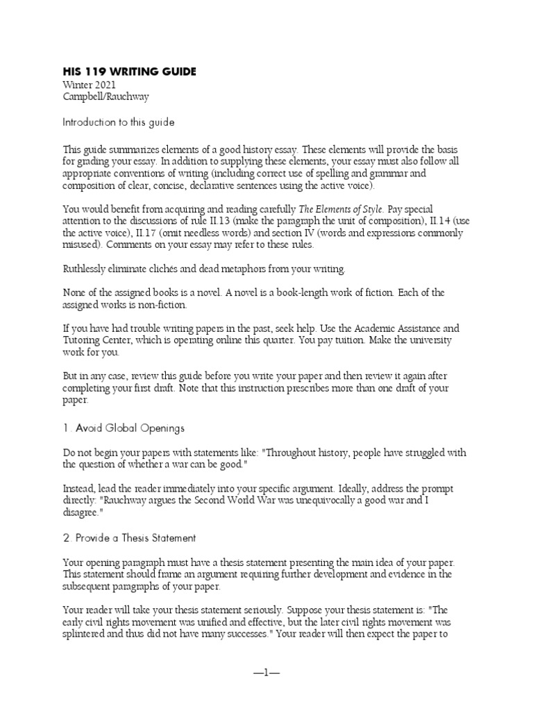 History Writing Guide | PDF | Essays | Paragraph