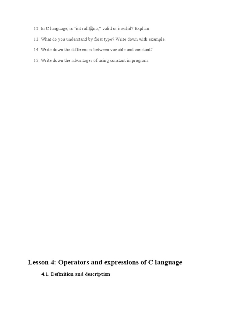 C PROGRAMMING Lesson 5 | PDF | Teaching Mathematics | Software Engineering