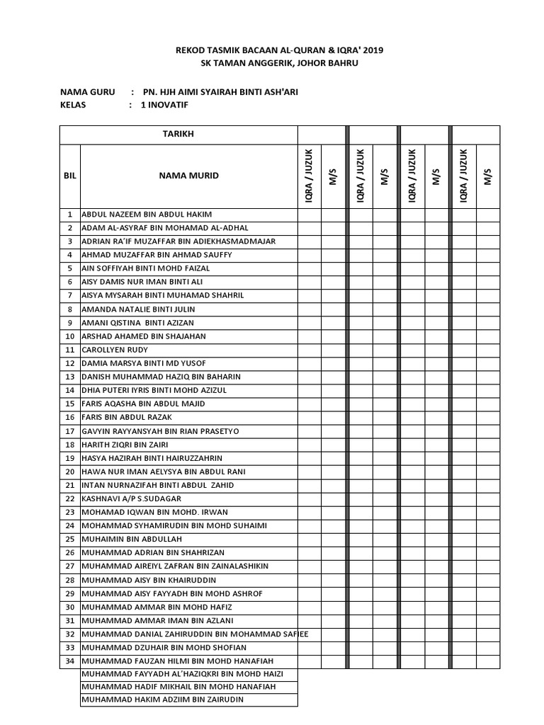 Rekod Tasmik | PDF | Ramadan
