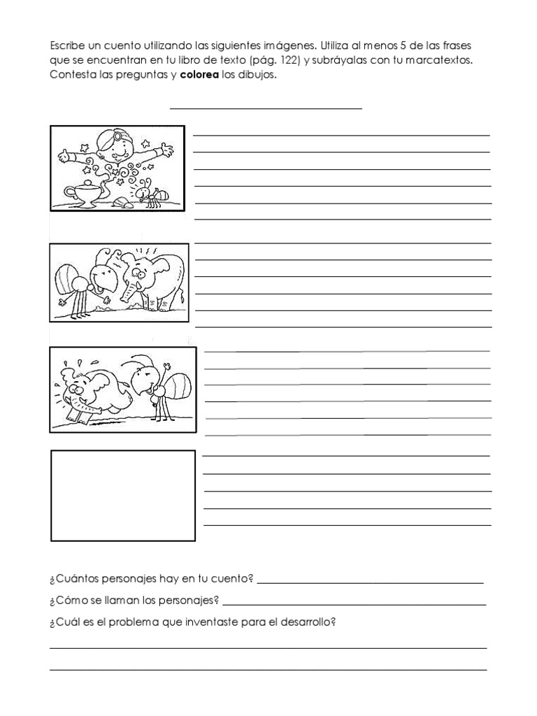 Escribe Un Cuento Utilizando Las Imagenes PDF | PDF