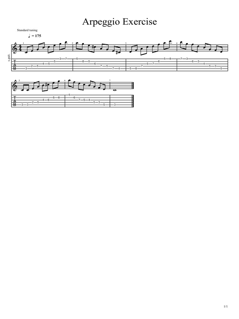 Advanced Technique Exercises - Arpeggio Exercise | PDF | Guitar Family ...