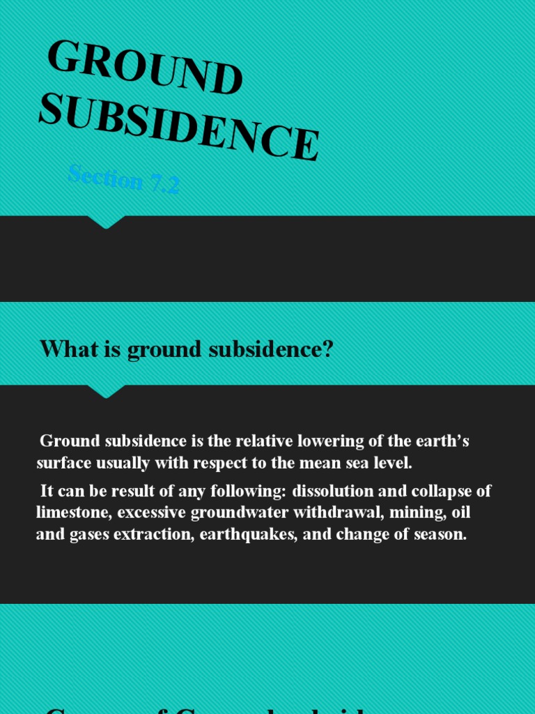 Ground Subsidence Ground Subsidence: Section 7.2 | PDF | Geomorphology ...