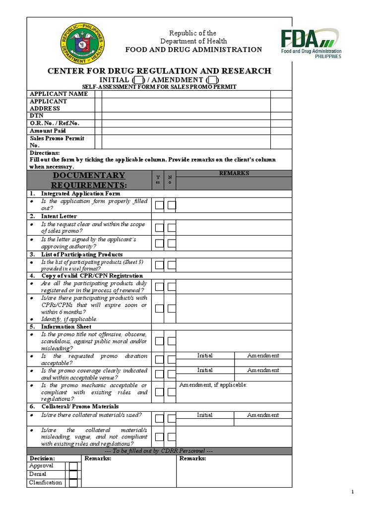 Self Assessment Form For Sales Promo Permit | PDF | Justice | Crime ...