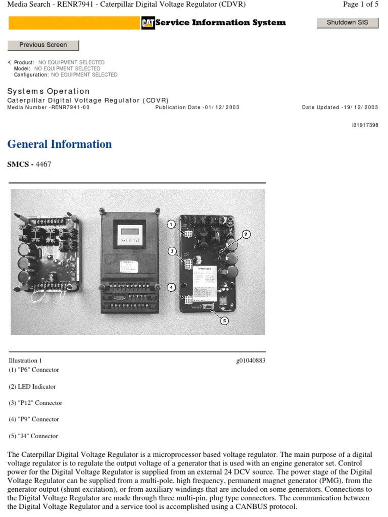 RENR7941 (Caterpillar Digital Voltage Regulator (CDVR) ) | PDF ...