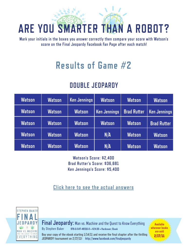 Final Jeopardy Game #2 Results | PDF