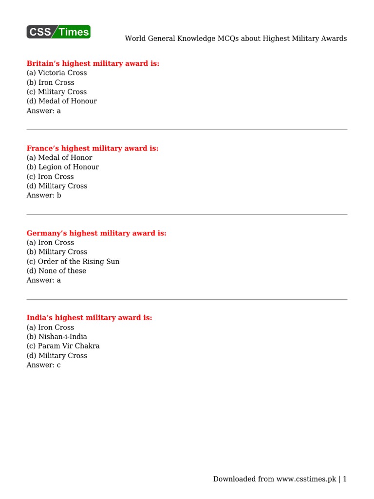 Highest Military Awards | PDF