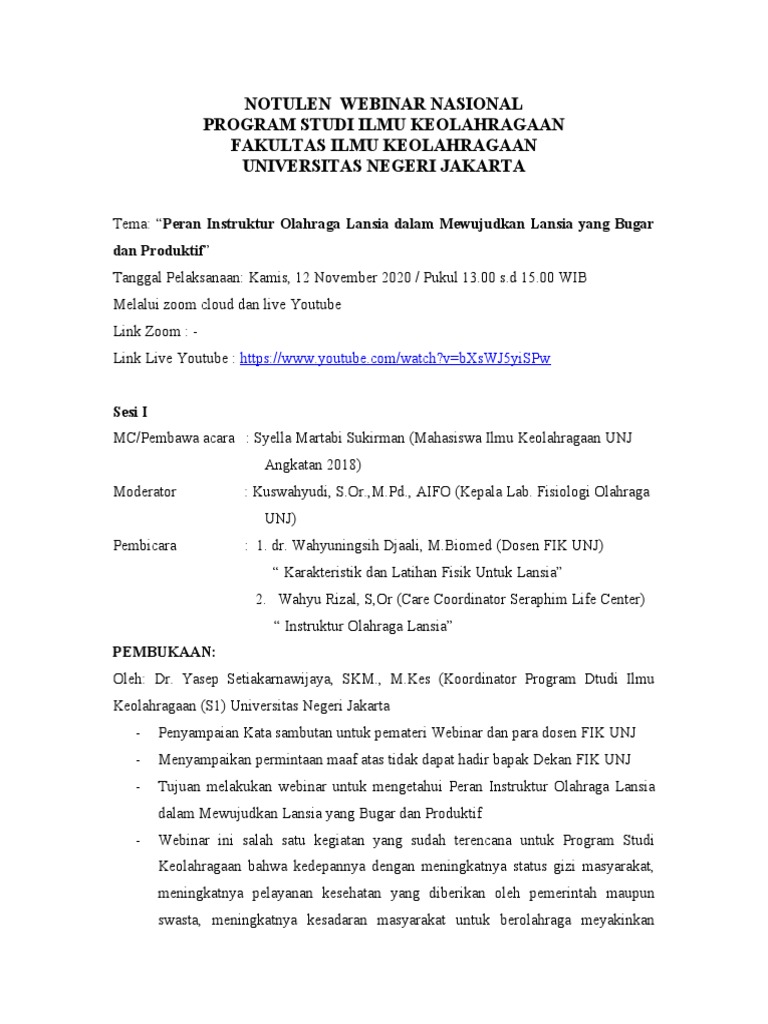 Notulen Webinar Nasional | PDF