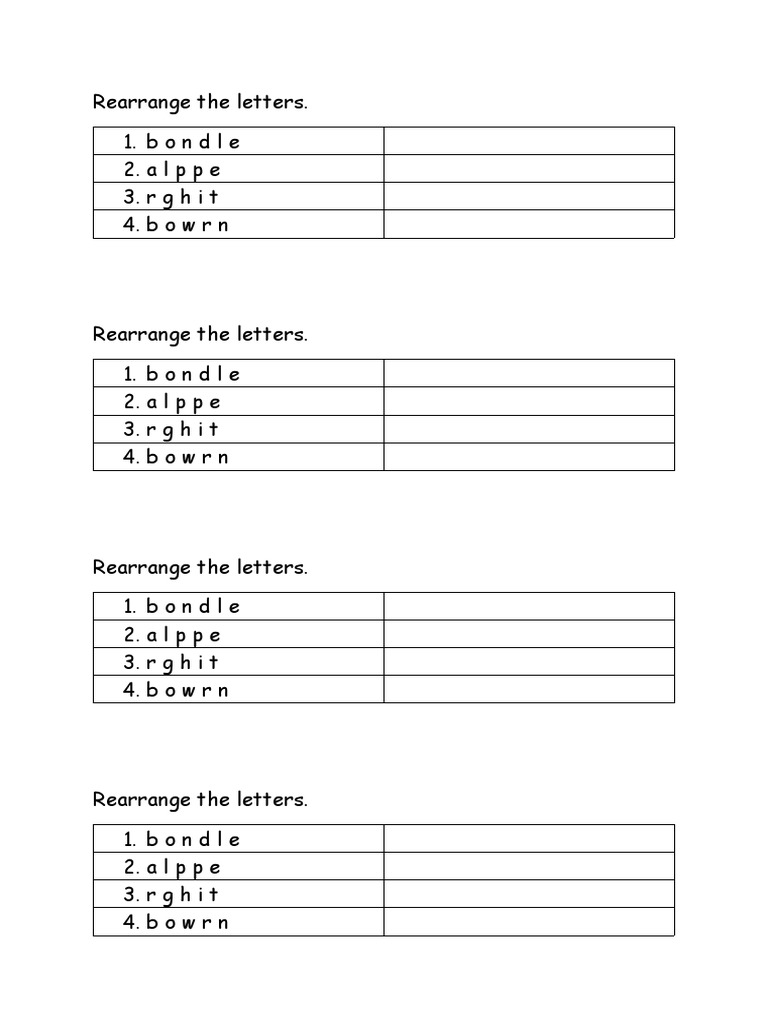 Rearrange The Letters 1-3 | PDF | Foreign Language Studies | Home & Garden
