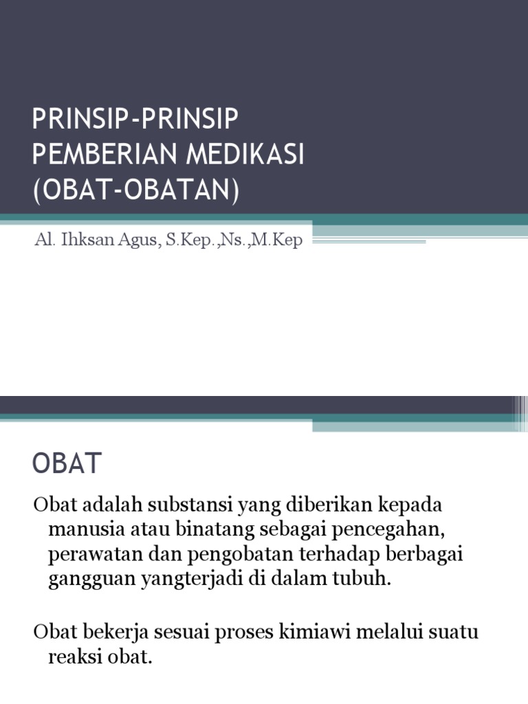 PRINSIP PEMBERIAN OBAT DENGAN BENAR | PDF