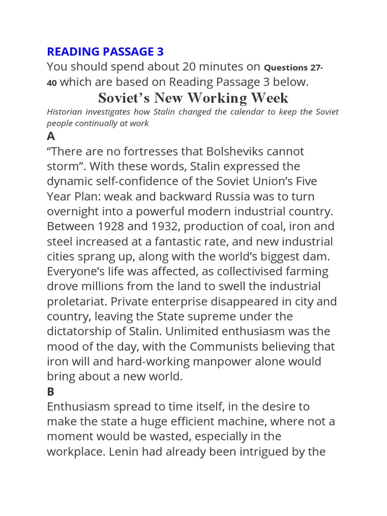 Reading Passage 3 | PDF | Joseph Stalin | Soviet Union
