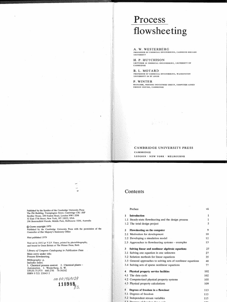 Process Flowsheeting by A. W. Westerberg, H. P. Hutchison, R. L. Motard, P. Winter PDF | PDF