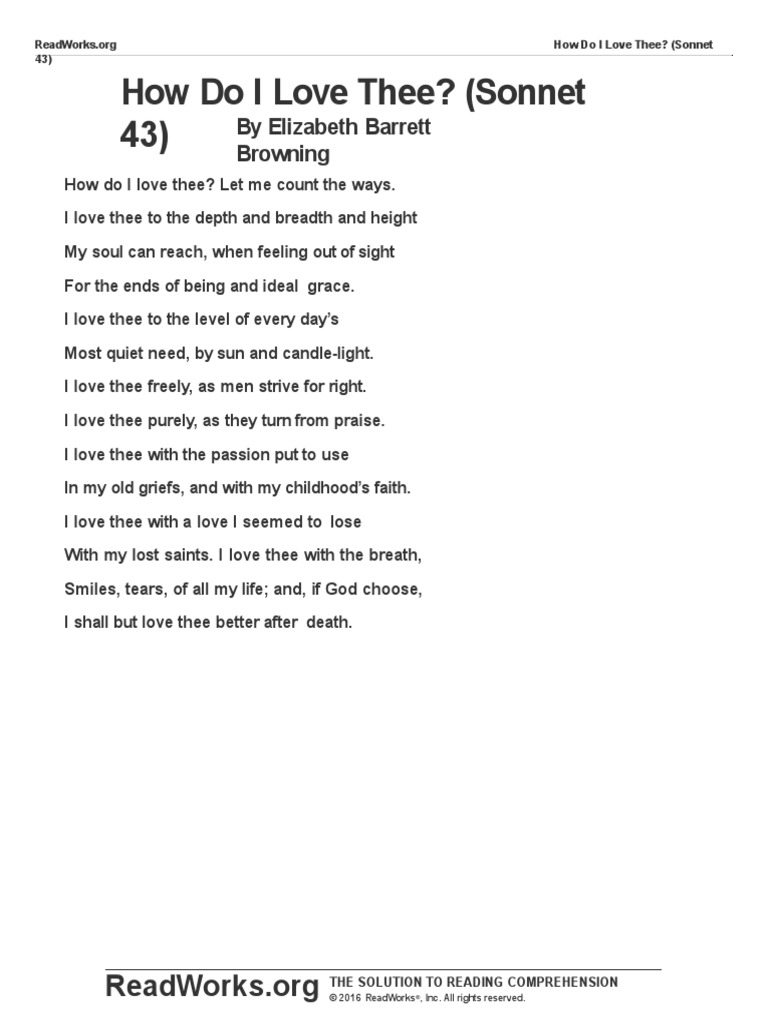 How Do I Love Thee | PDF | Sonnets | Poems