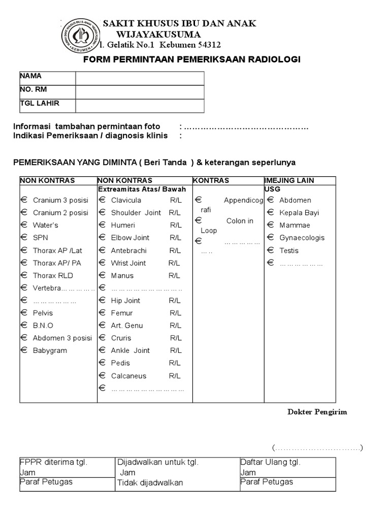Permintaan Foto Thorax RLD | PDF