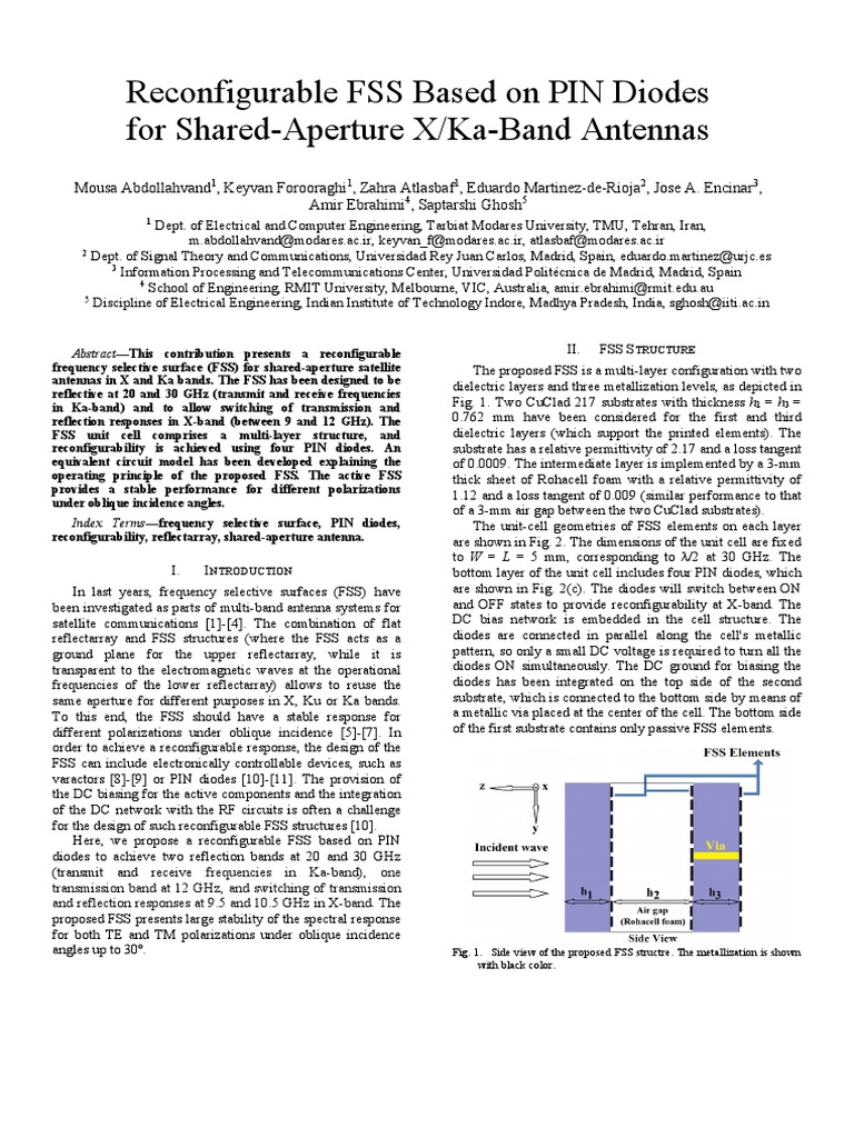 Reconfigurable FSS for X/Ka-Band Antennas | PDF