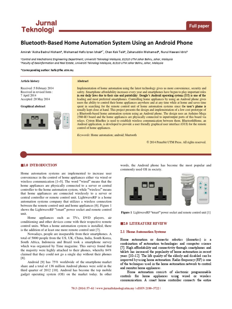Bluetooth Based Home Automation System Using An Android Phone | PDF ...