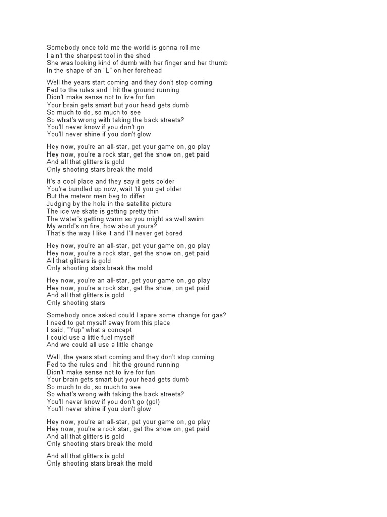 All Star - Smash Mouth Lyrics | PDF | Home & Garden