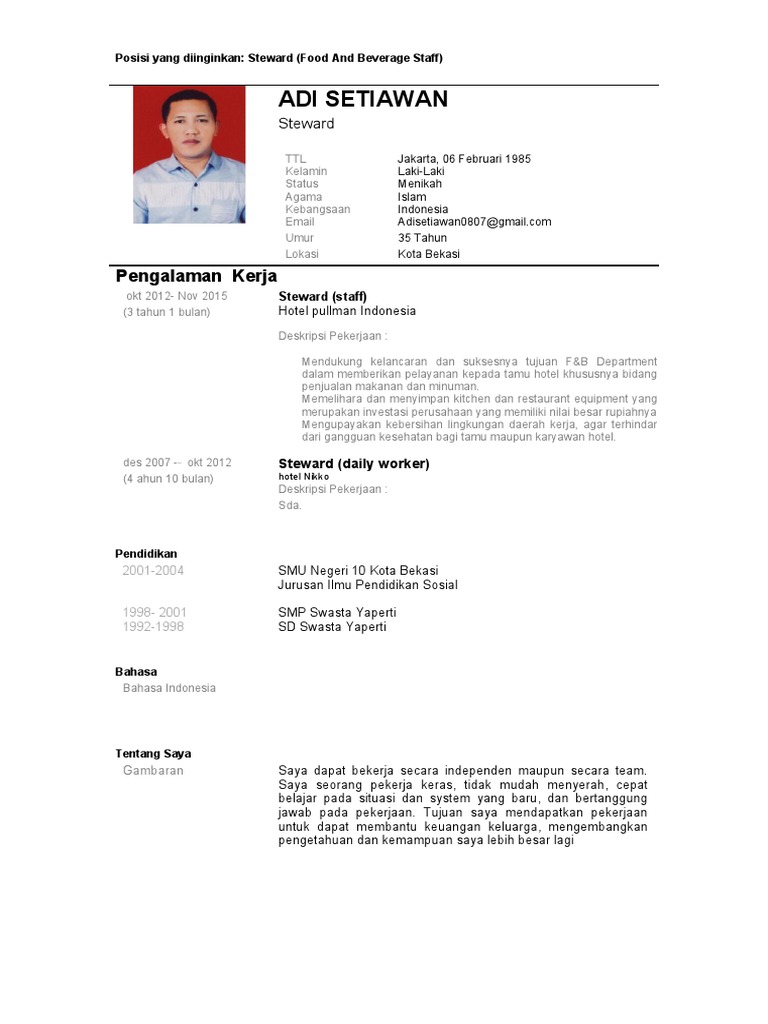CV Adi Setiawan-1 | PDF