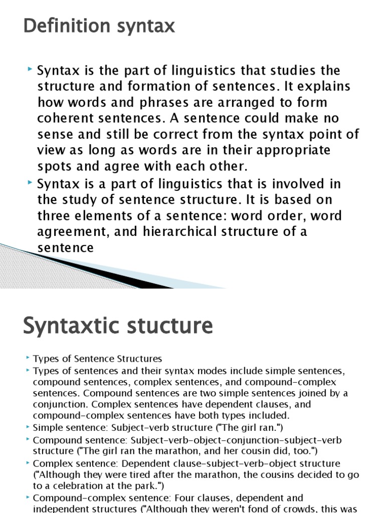 Definition Syntax | Download Free PDF | Phrase | Sentence (Linguistics)