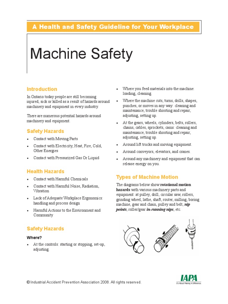 Machine Safety: A Health and Safety Guideline For Your Workplace | PDF