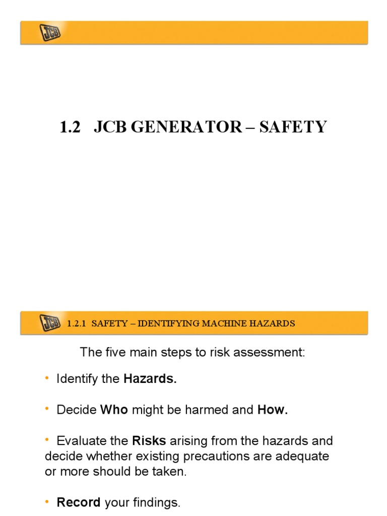 1.2 JCB Generator - Safety | PDF | Electric Generator | Electricity
