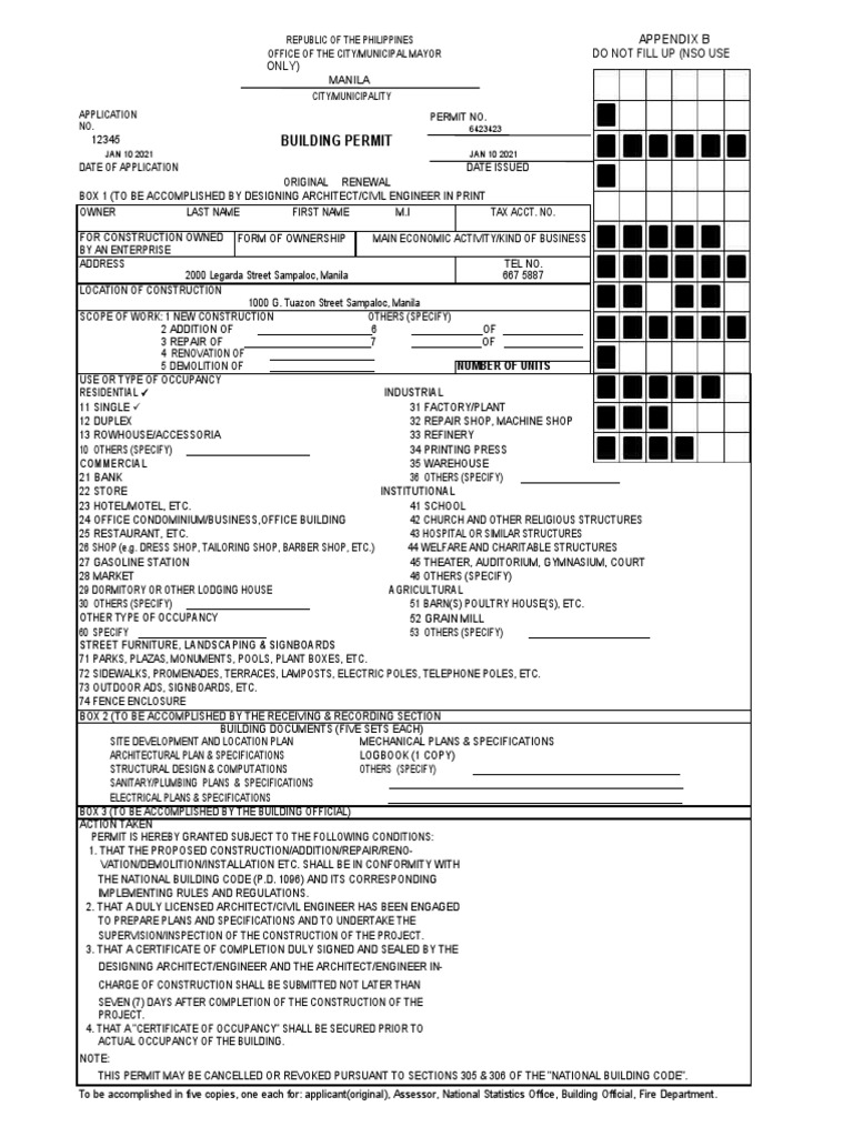 Application for a Building Permit for the Construction of a New ...