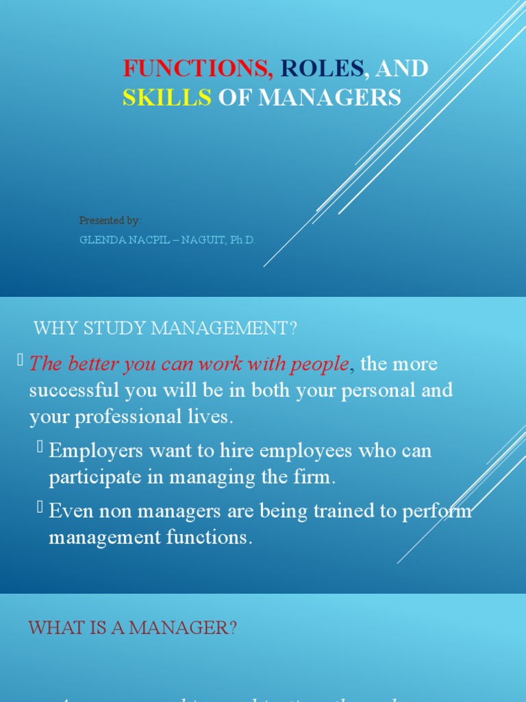 Manager Functions, Roles, and Skills | PDF | Interpersonal ...
