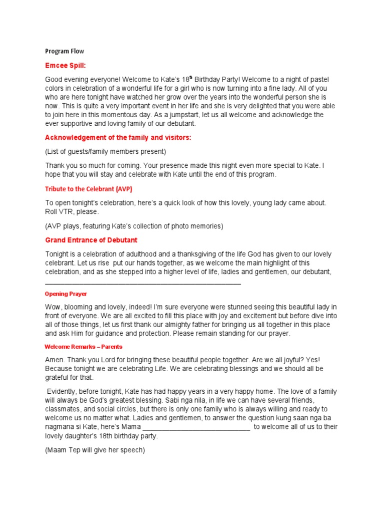 Emcee Spill:: Opening Prayer | PDF | Birthdays