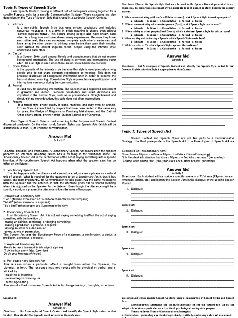 Oral Communication in Context Module 6-10 | PDF | Human Communication | Communication