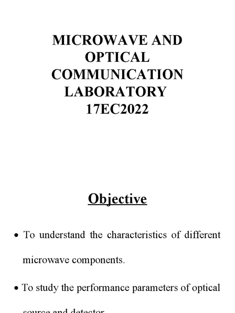 Microwave and Optical Communication Laboratory 17EC2022 | PDF ...