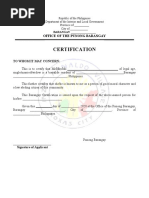 Barangay Certification Template | PDF