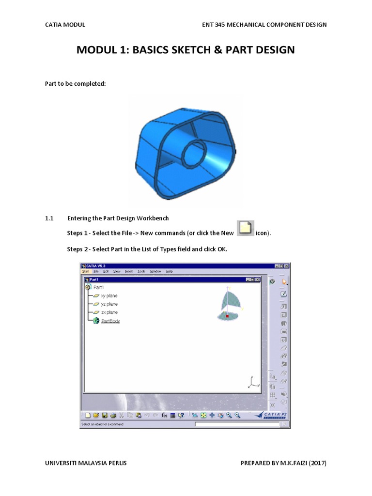 Modul 1: Basics Sketch & Part Design | PDF | Icon (Computing) | Geometry