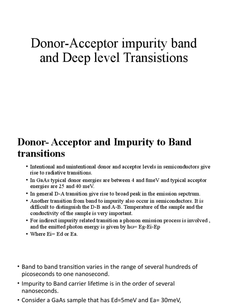 Donor-Acceptor Impurities in Semiconductors | PDF | Particle Physics ...