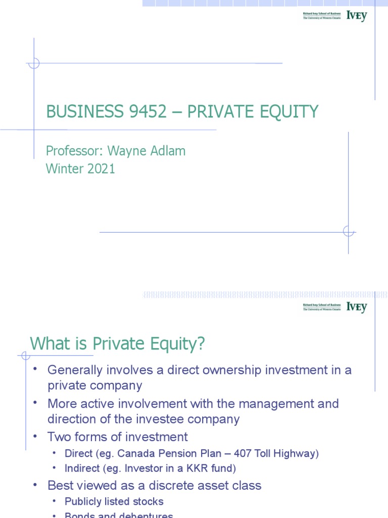 Course Introduction 2021 | PDF | Private Equity | Market Liquidity