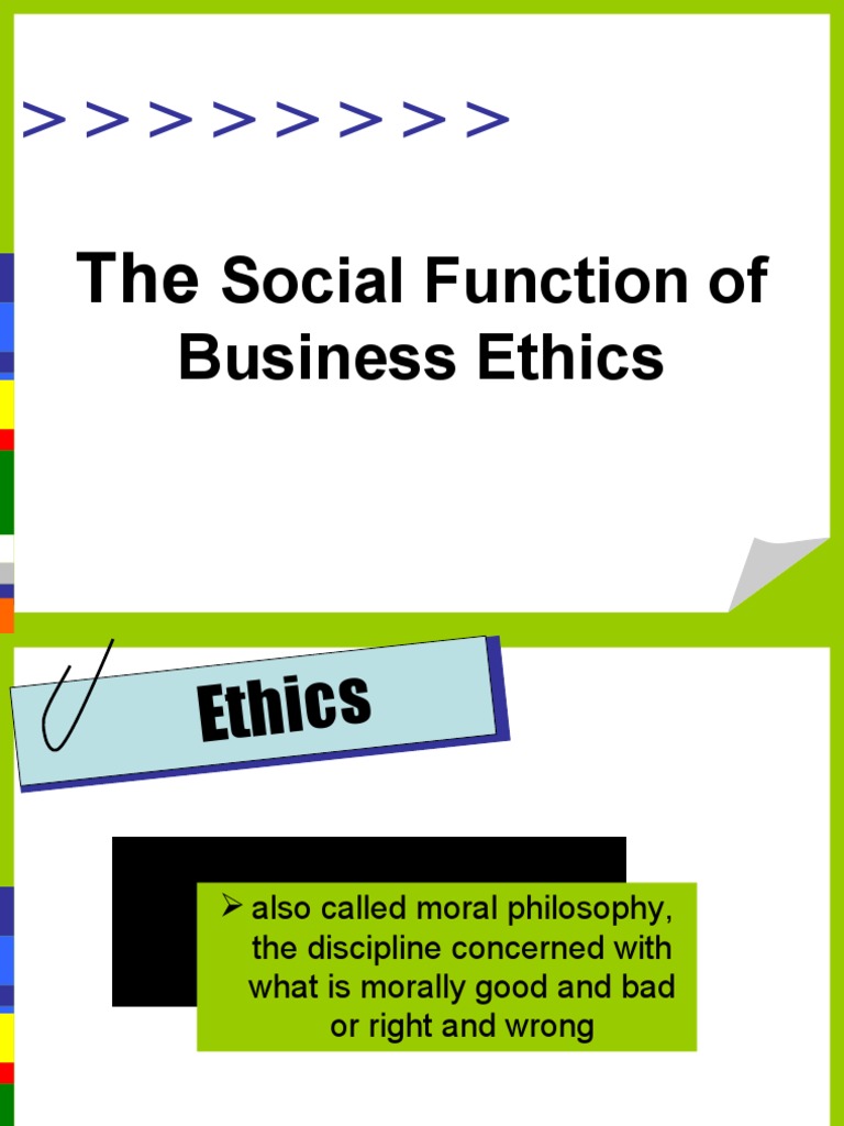 The Social Function of Business Ethics | PDF | Business Ethics ...
