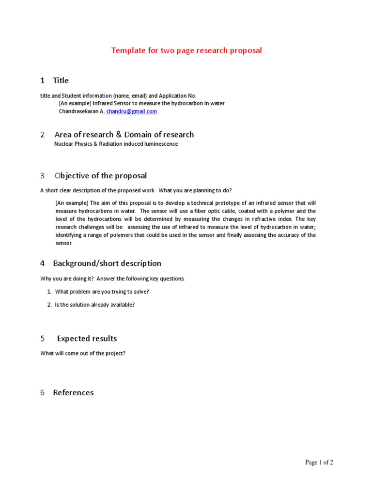 Template For Two Page Research Proposal
