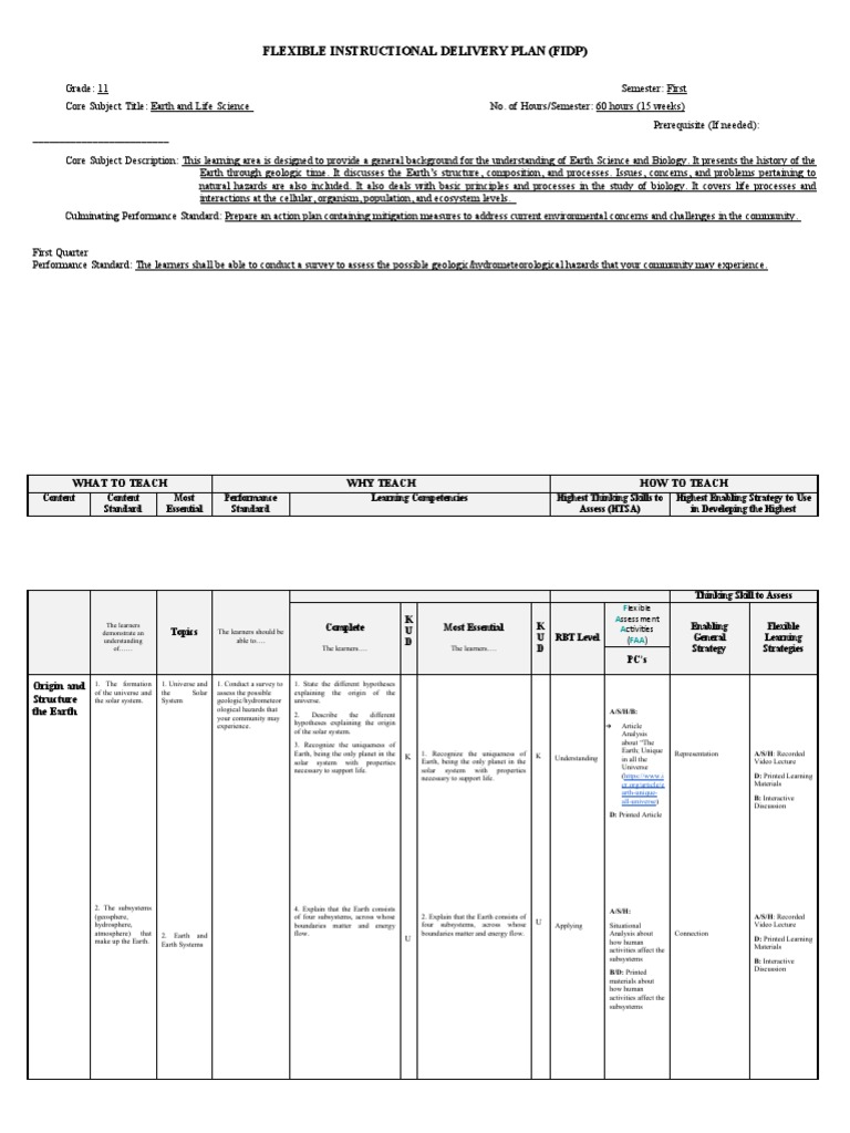 Flexible Instructional Delivery Plan | PDF | Earth | Flood