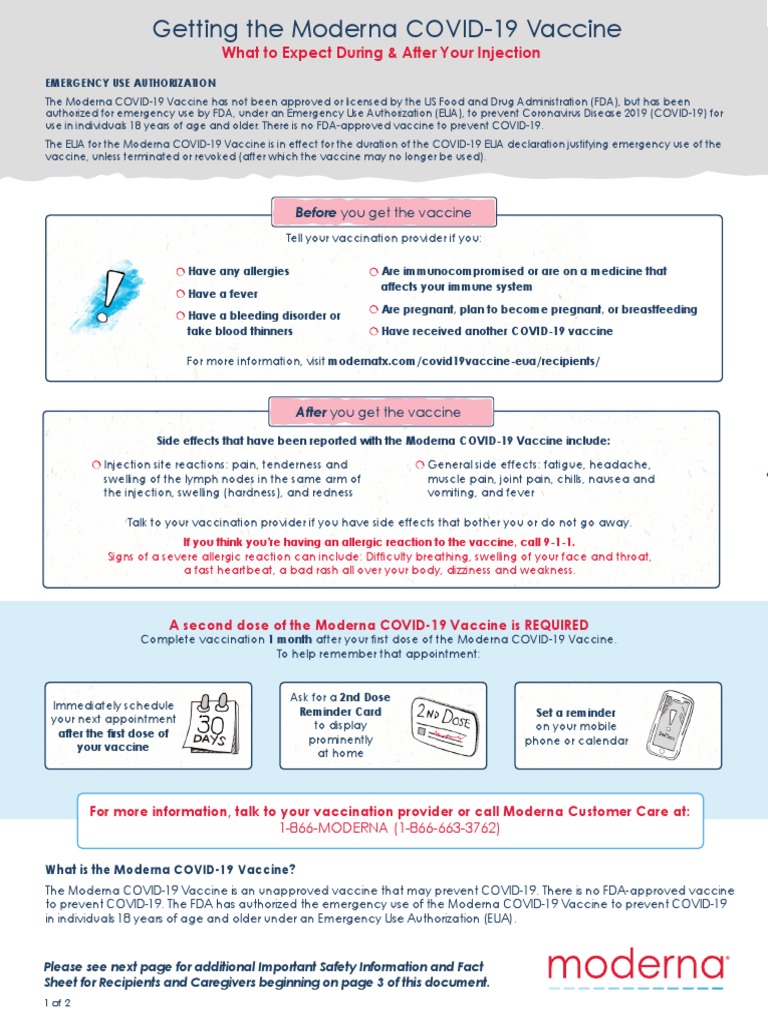 What To Expect During and After Moderna Vaccine | PDF | Adverse Effect ...