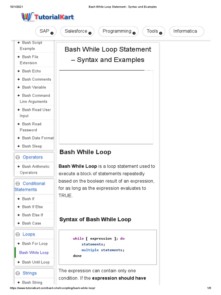 Bash While Loop Statement Syntax And Examples Download Free Pdf Control Flow Software