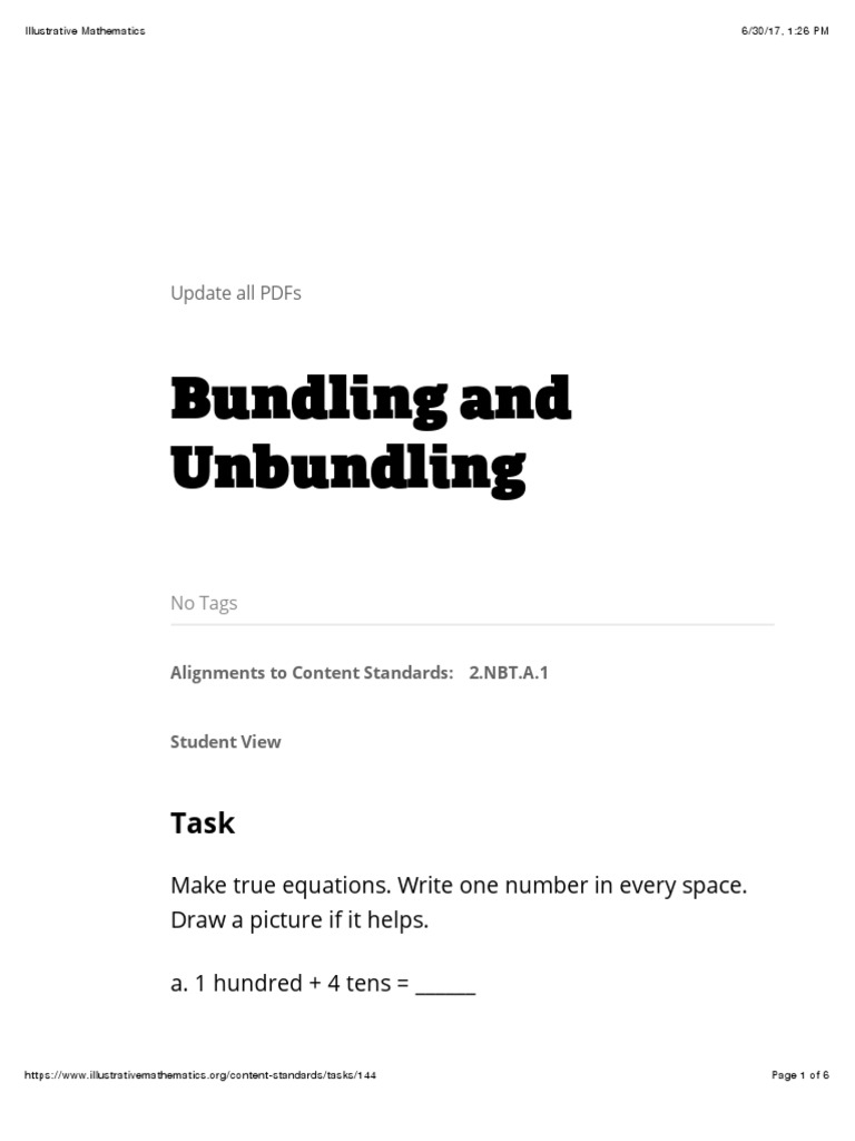 Illustrative Mathematics - Unbundle - Solution | PDF | Numbers ...