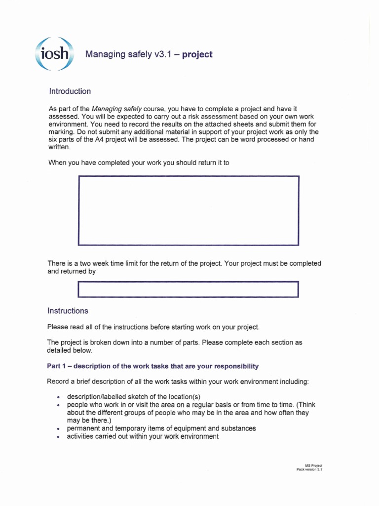 Iosh Project Sample PDF | PDF | Hazards | Risk Assessment
