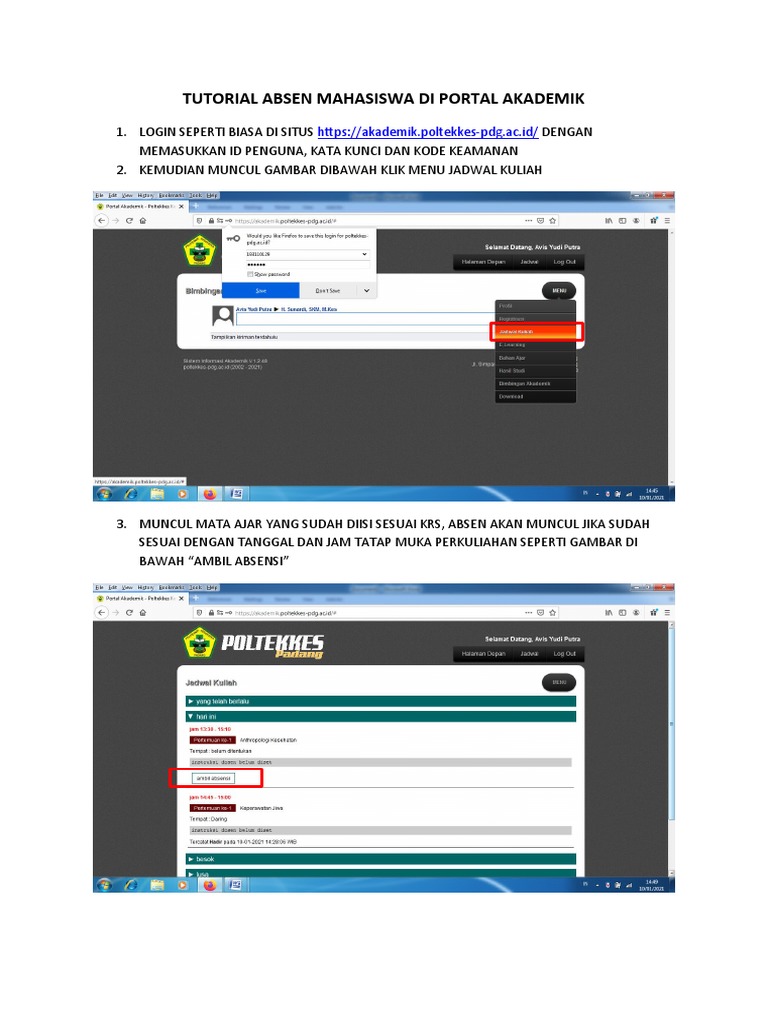 Tutorial Absen Mahasiswa Di Portal Akademik | PDF | Karier & Perkembangan