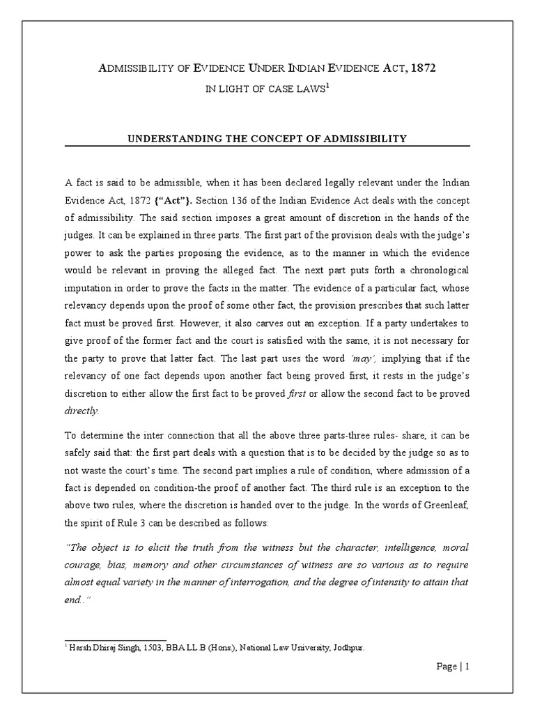 Evidence Admissibility in India | PDF | Confession (Law) | Evidence (Law)