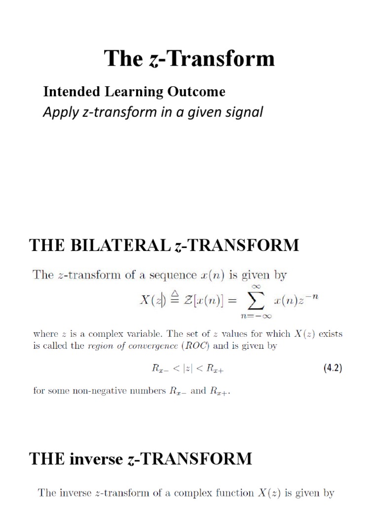 The Z-Transform: Intended Learning Outcome | PDF