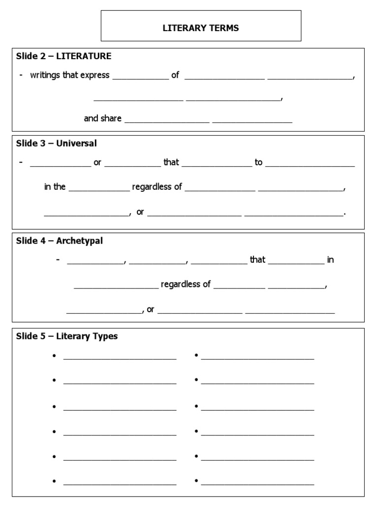 Literature and Literary Terms Overview | PDF | Narration | Plot (Narrative)