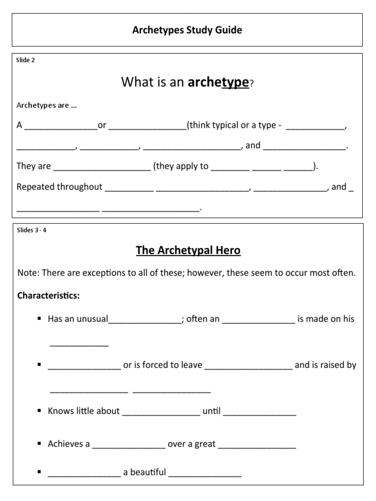 Introduction To ARCHETYPES Study Guide | PDF | Quest | Hero