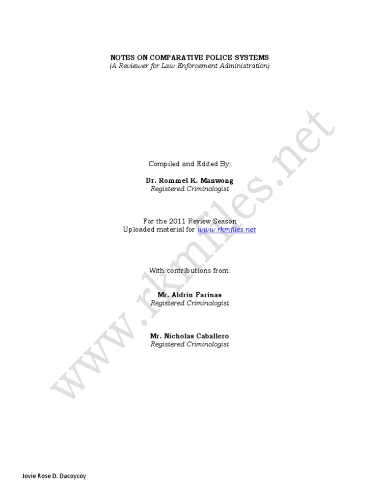 Comparative Police System - Notes | PDF | Organized Crime | Globalization