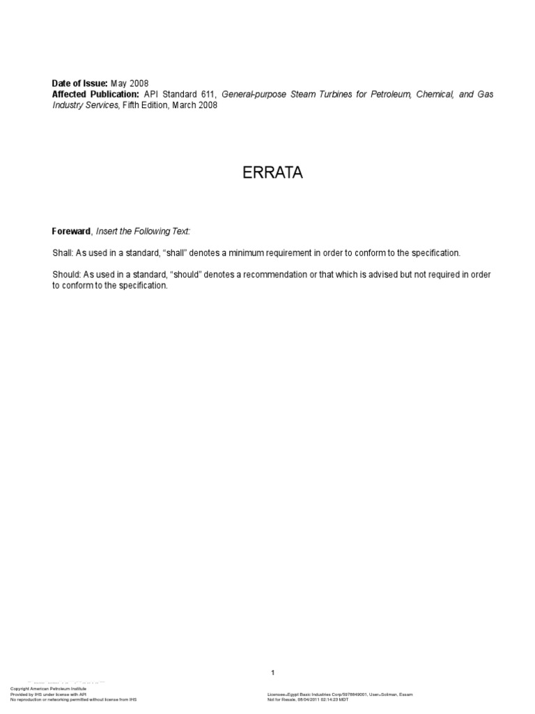 Api 611 Erta-2004 | PDF