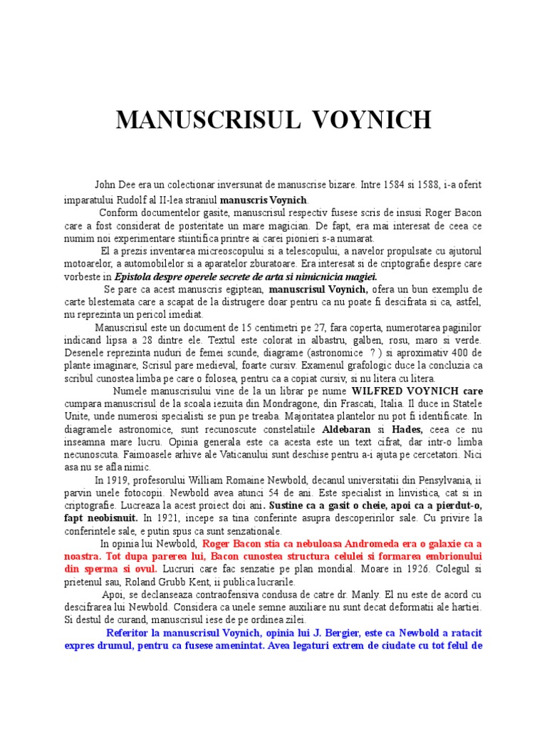 Manuscrisul Voynich | PDF